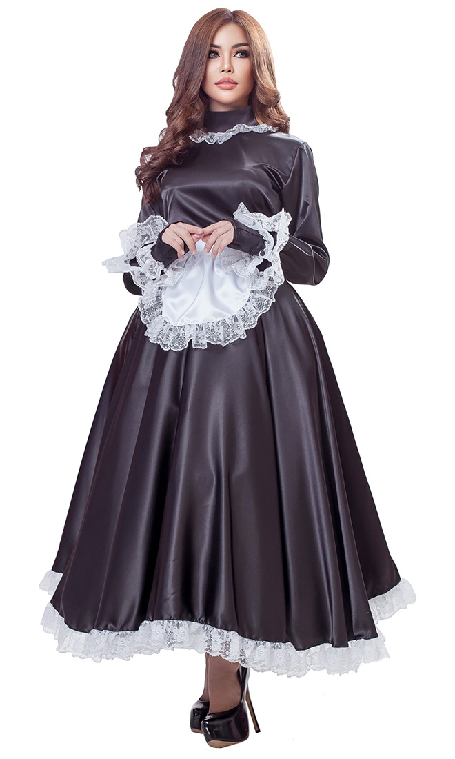 Gaia Long Satin French Maid Uniform [sat258] - $161.54 : LaKula Fashion ...
